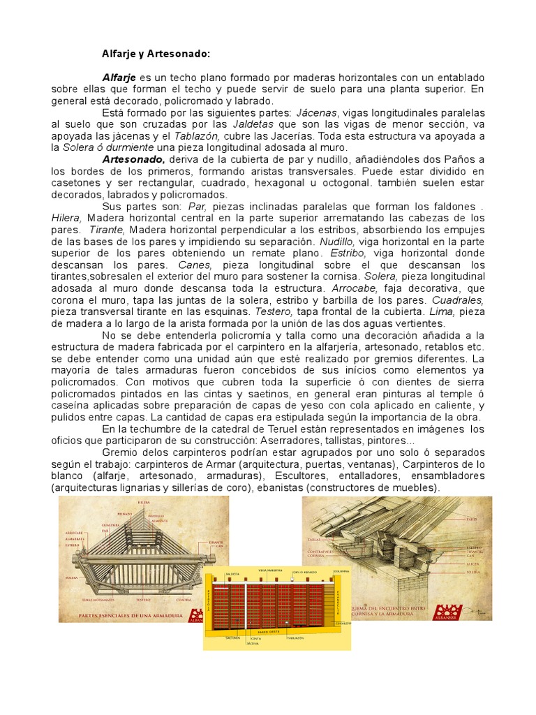 Alfarje y Artesonado | Descargar gratis PDF | Techo | Carpintería