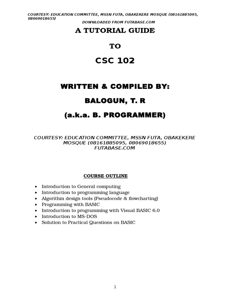 CSC 102 Materials | PDF