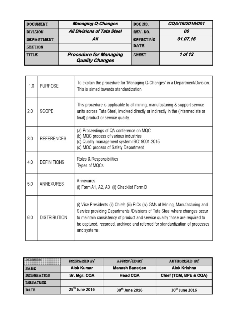 Sample Procedure | PDF | Specification (Technical Standard) | Audit