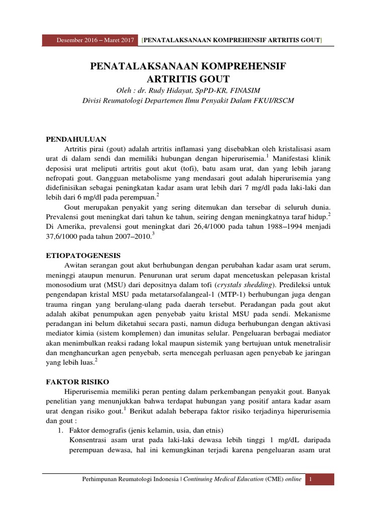 Penatalaksanaan Komprehensif Artritis Gout | PDF Penatalaksanaan Komprehensif Artritis Gout | PDF