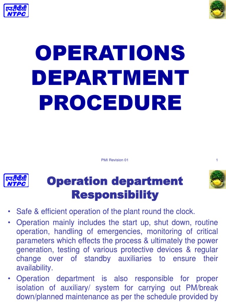 Operation Department Procedure PDF | PDF | Boiler | Power (Physics)