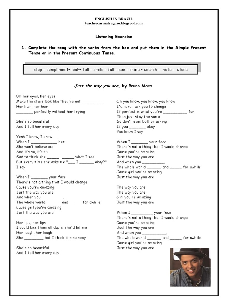 Listening Task Bruno Mars | PDF