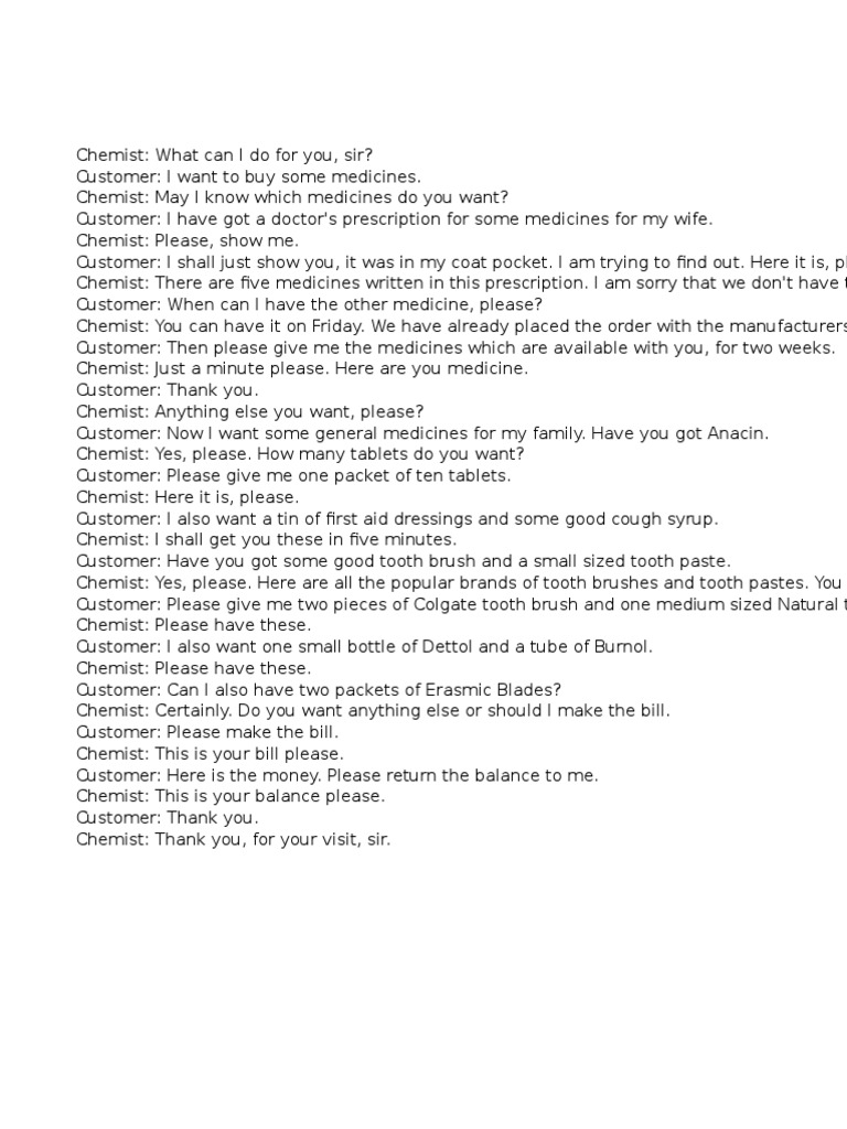 Dialogue Between Pharmacist and Patient | Pharmacy | Life Sciences