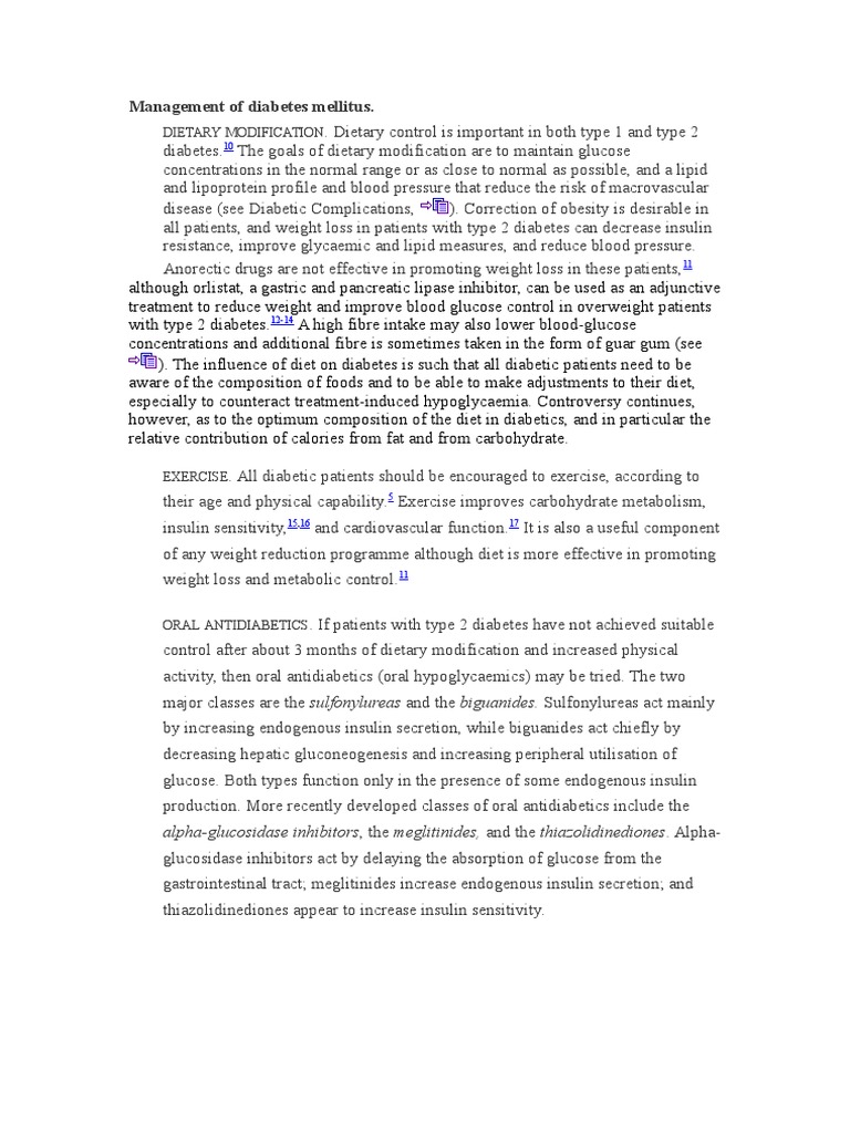 Management of Diabetes Mellitus.: Dietary Modification | PDF