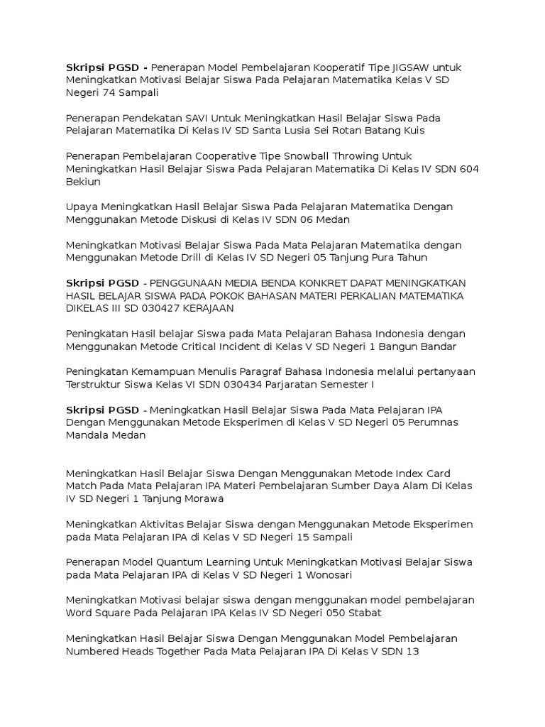 Skripsi PGSD | PDF