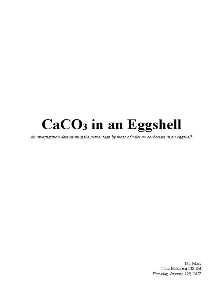 CaCO3 Composition in Eggshells Analysis | PDF | Mole (Unit ...