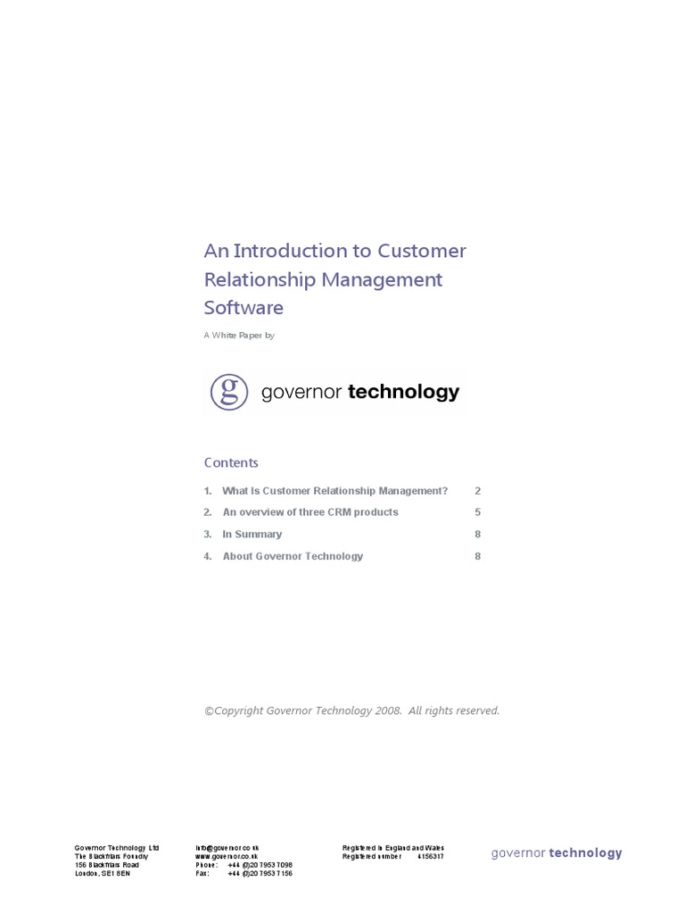 An Introduction To Customer Relationship Management Software | PDF ...
