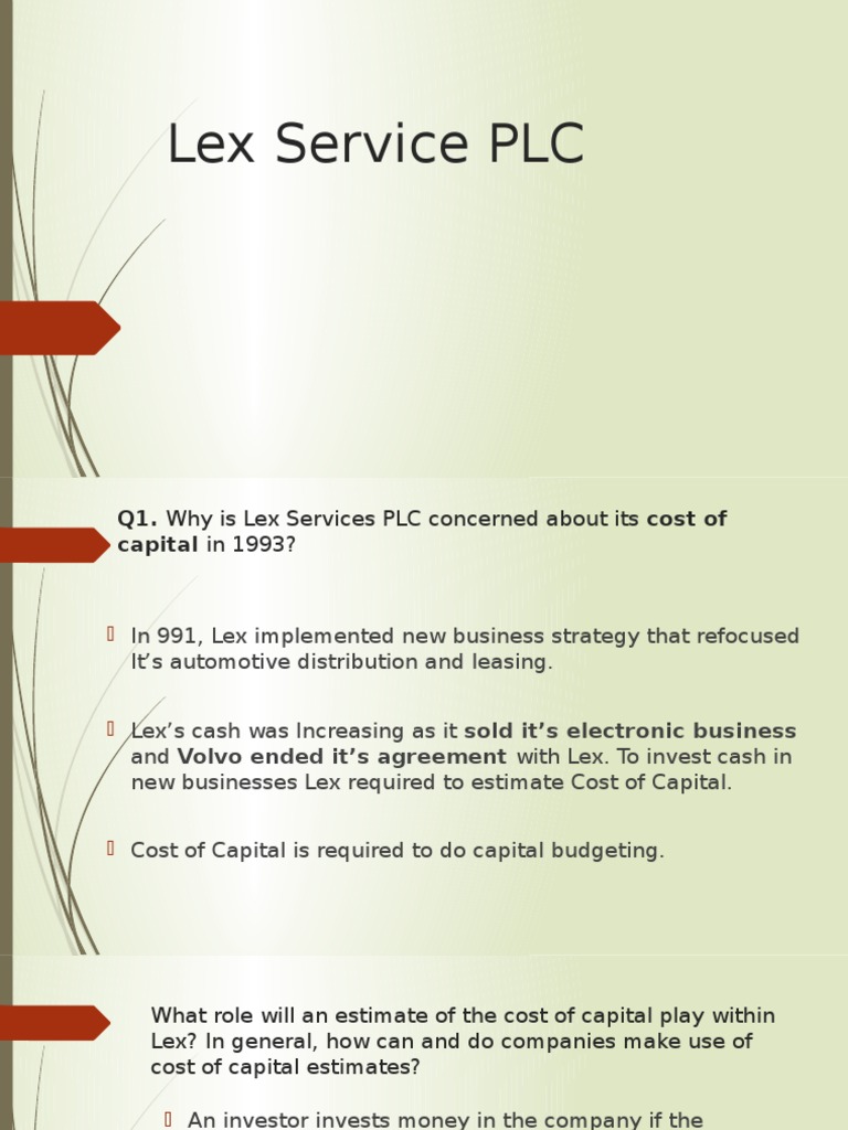 Lex Service PLC | PDF | Cost Of Capital | Financial Economics