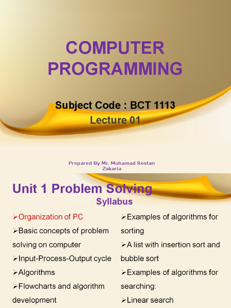 Computer Programming Lecture 1 | PDF | Computer Data Storage | Input/Output