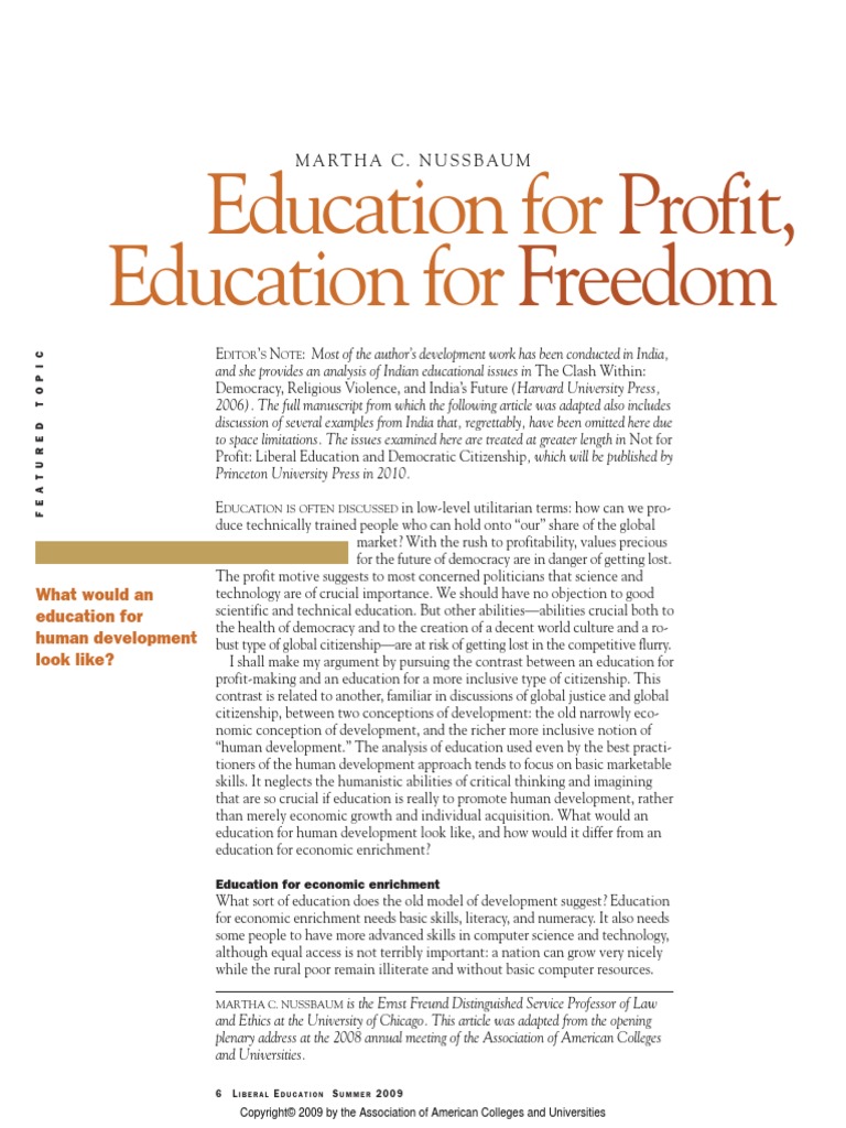 Education - Article - Education For Profit, Education For Freedom PDF ...