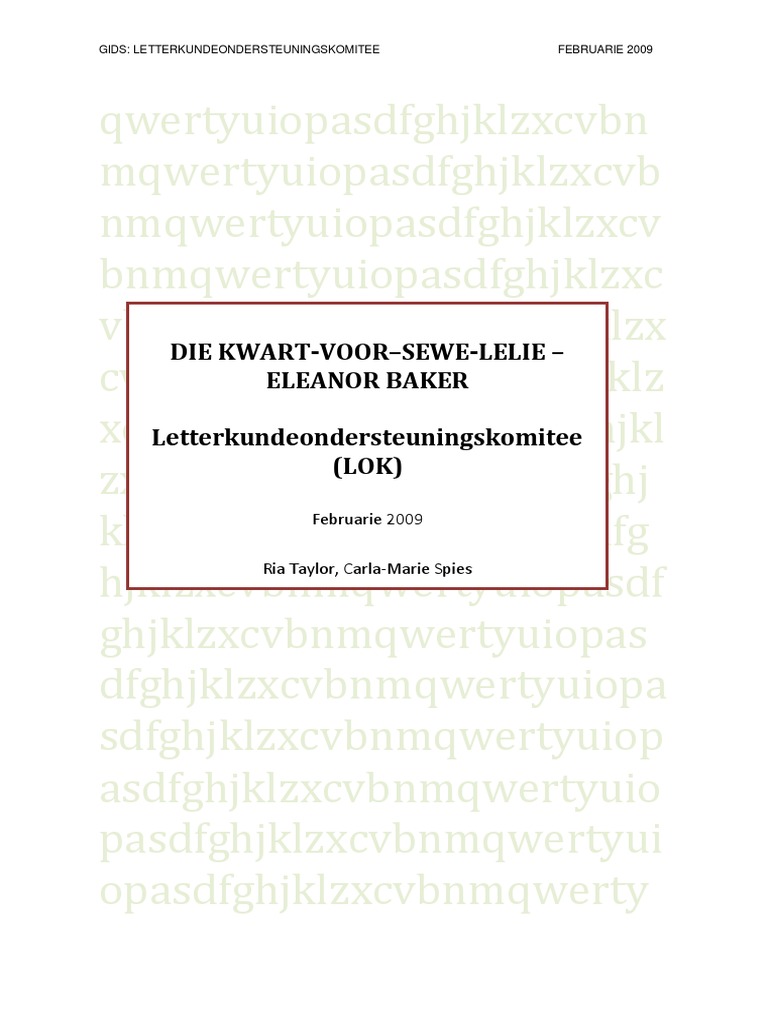 LOK-Studiegids - Die Kwart-Voor-Sewe Lelie PDF | PDF