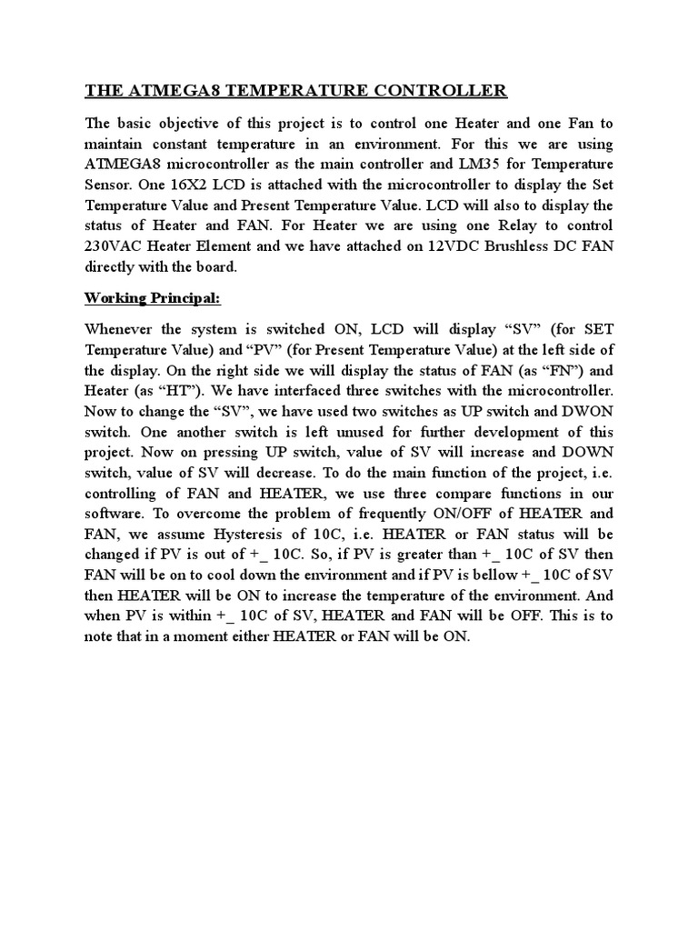 Atmega8 Temperature Controller | PDF