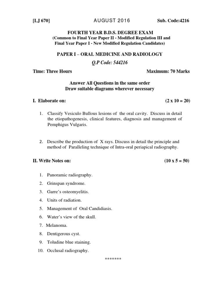 Common To Final Year Paper II - Modified Regulation III and Final Year ...