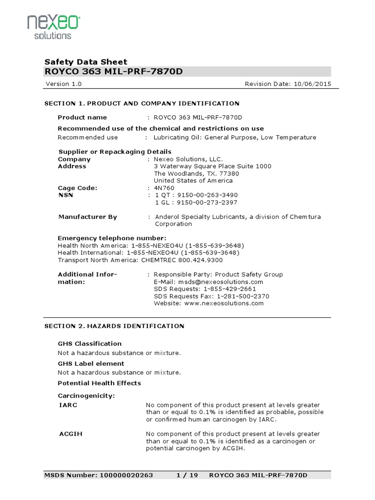 Royco 363 Msds | PDF | Toxicity | Personal Protective Equipment