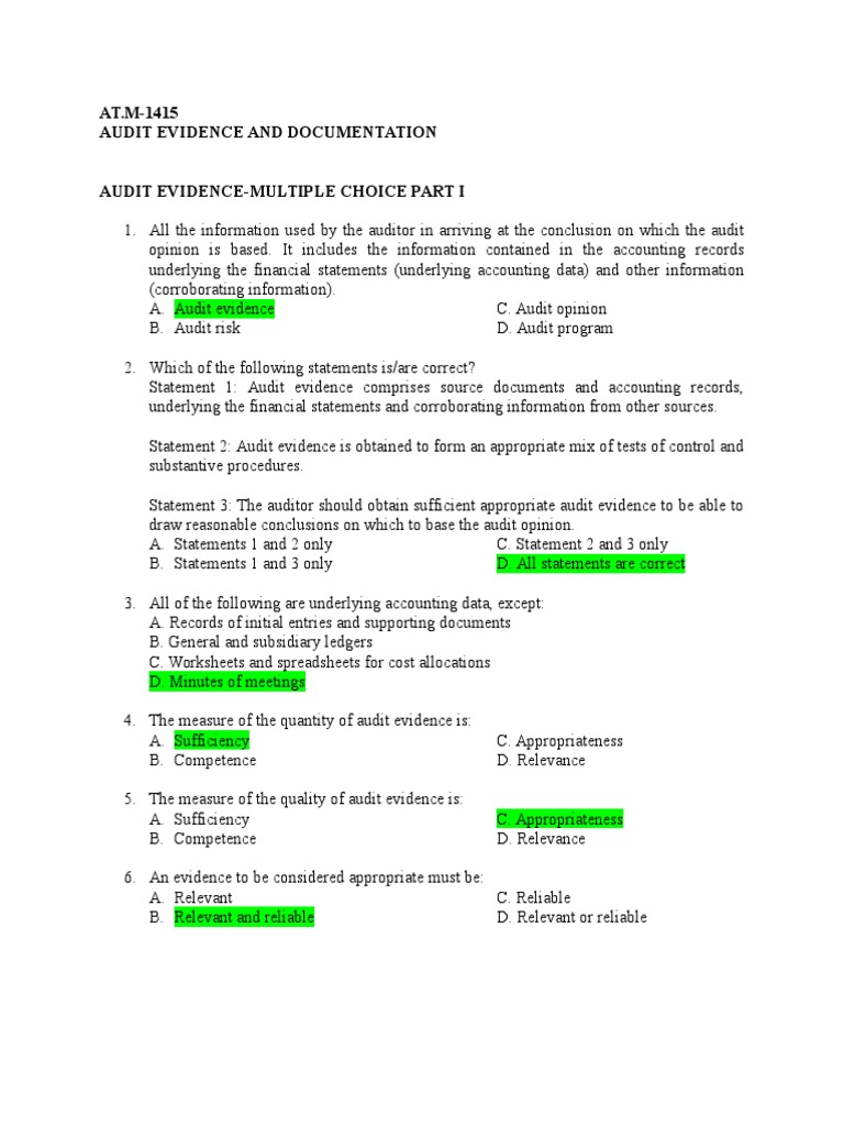 CERTS - Audit Evidence and Documentation | PDF | Financial Audit | Audit