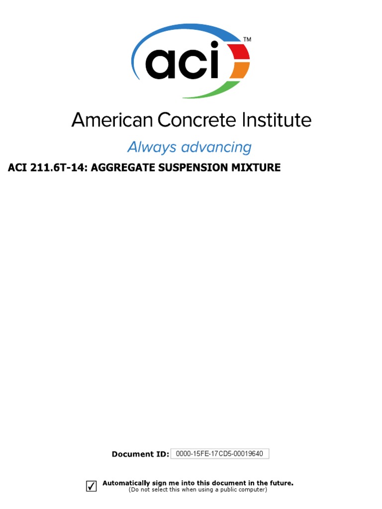 Aci 211.6t-14 - Aggregate Suspension Mixture Proportioning Method | PDF