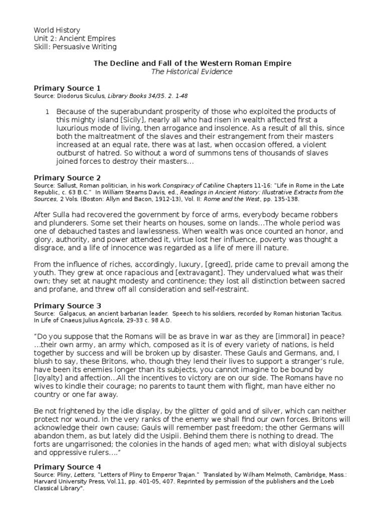 Primary Sources - Fall of Rome | PDF