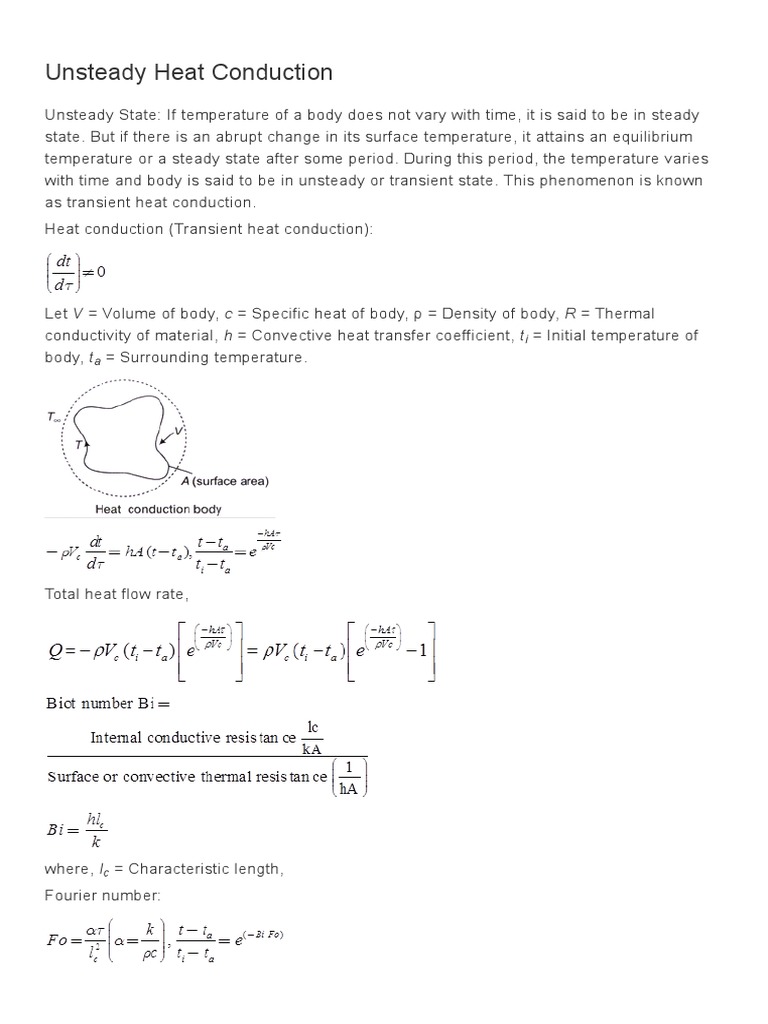 06.unsteady Heat Conduction | PDF