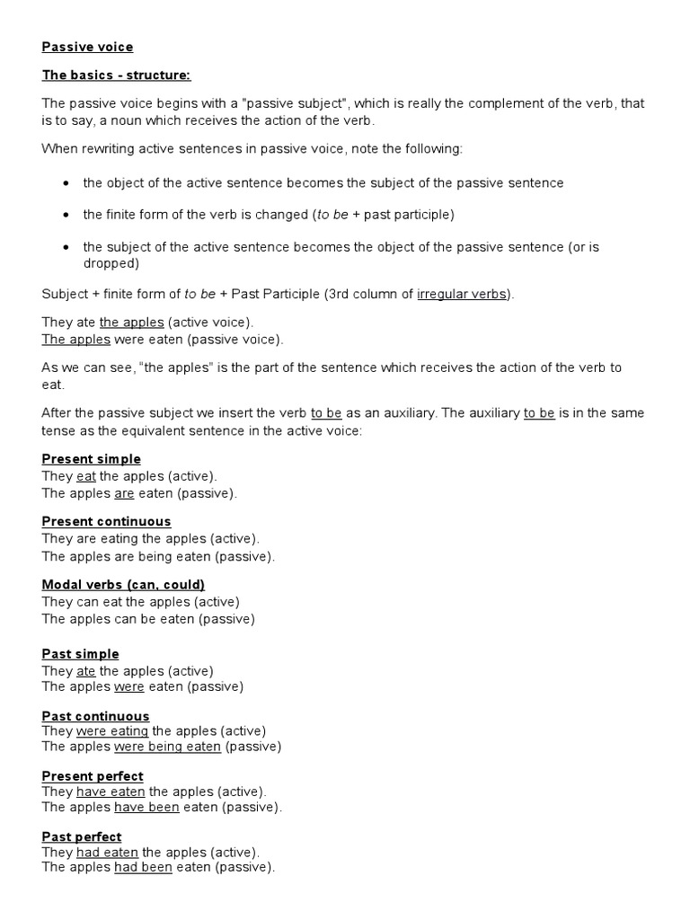 Passive Voice Excercises | PDF | Verb | Perfect (Grammar)