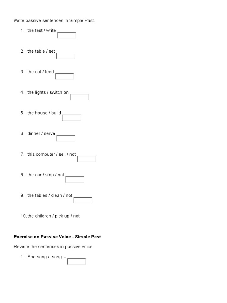 Write Passive Sentences in Simple Past | PDF