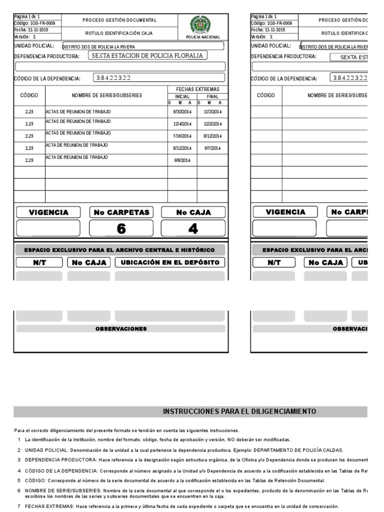 Rotulo de Identificacion Caja 4 | PDF