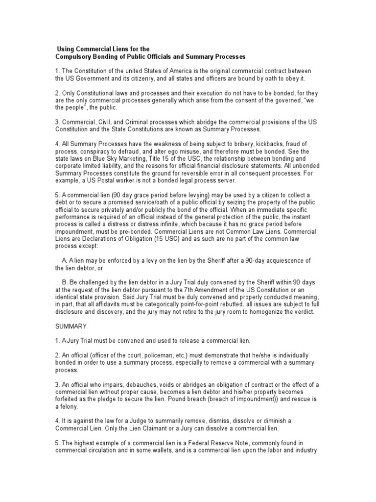 Using Commercial Liens For Public Servant Criminals | PDF | Lien ...