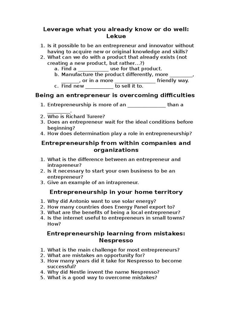 Entrepreneur Test | PDF