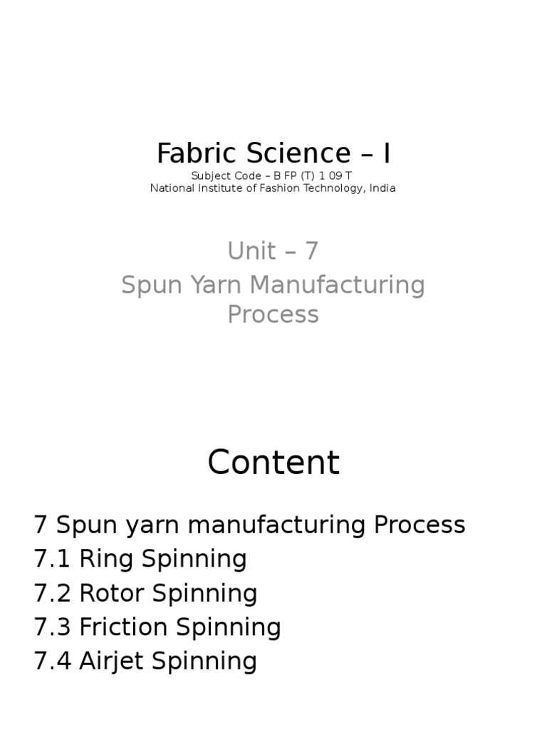 Yarn Manufacturing Process | PDF | Spinning (Textiles) | Yarn