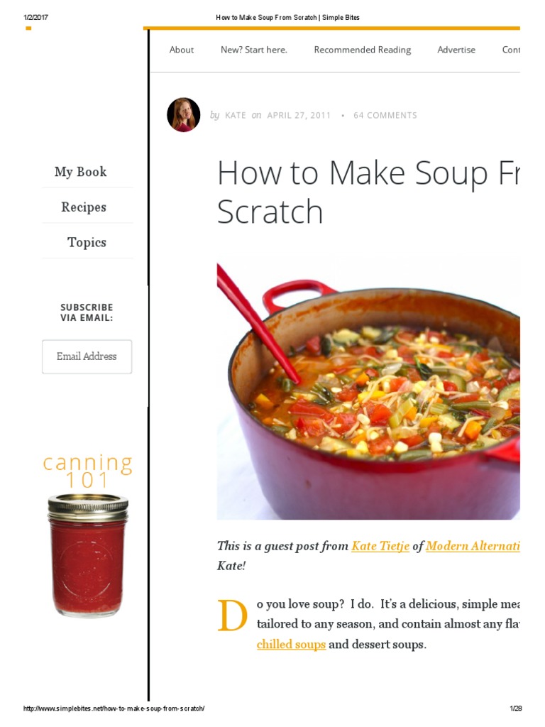 How To Make Soup From Scratch - Simple Bites | PDF | Soup | Chicken Soup
