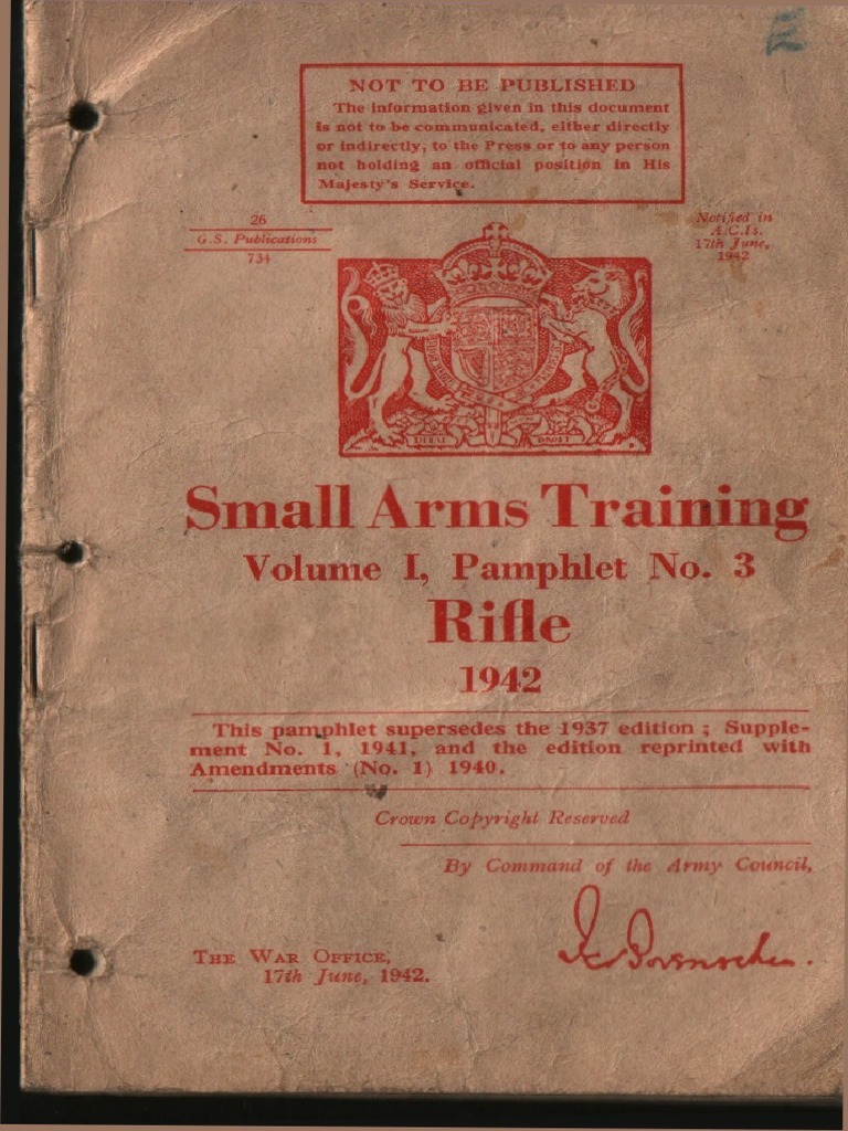 Small Arms Training Volume-I Pamphlet No-3 Rifle Lee-Enfield 1942 PDF | PDF