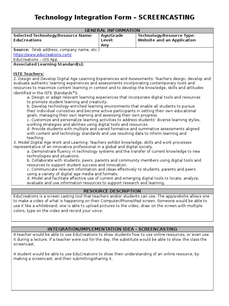 Technology Integration-Screencasting | PDF | Educational Assessment | Applied Psychology