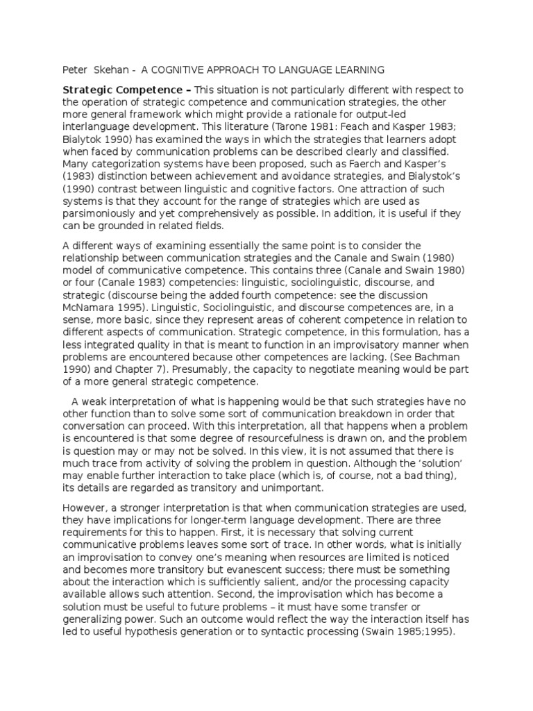 Strategic Competence | PDF | Linguistics | Communication
