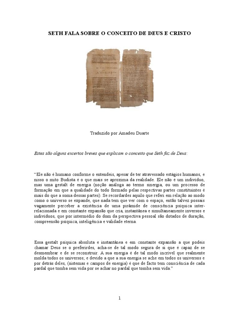 SETH - Fala Sobre Conceito de Deus e Cristo | PDF | Amor | Realidade