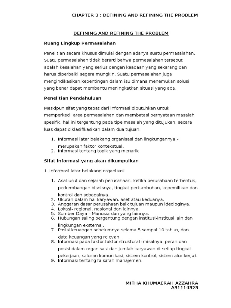 Defining and Refining The Problem | PDF