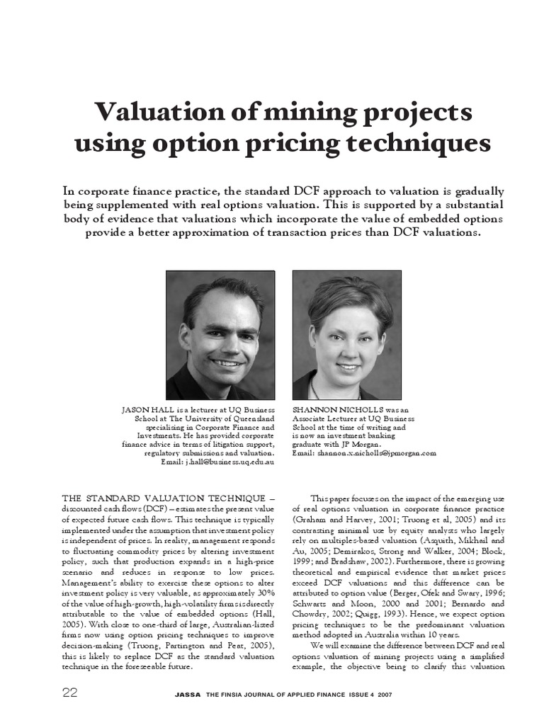 Valuation of Mining Projects Using Option Pricing Techniques | PDF ...