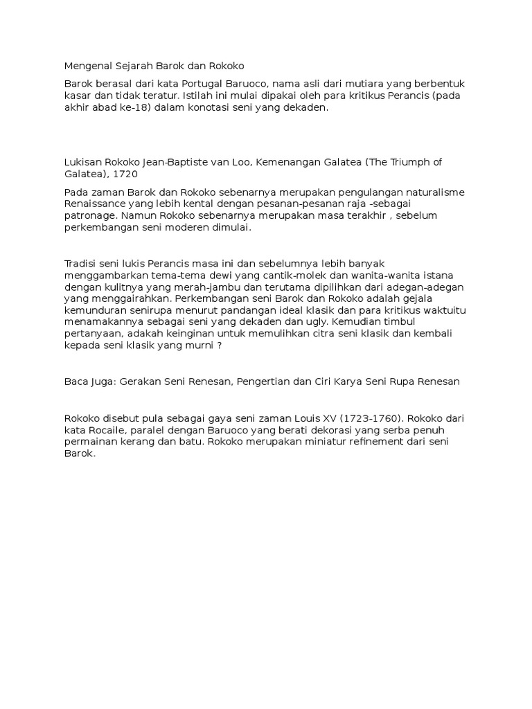 Mengenal Sejarah Barok Dan Rokoko | PDF
