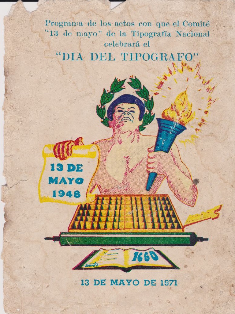 Dia Del Tipografo Nacional 13 de Mayo de 1971 Centro America (Por: Joaquin Maldonado Castillo) | PDF