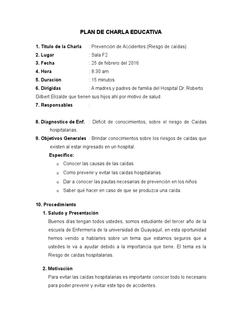 Plan de Charla Educativa | PDF