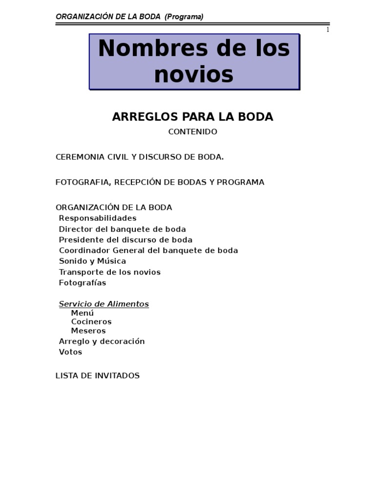 Programa de Bodas | PDF | Boda | Matrimonio