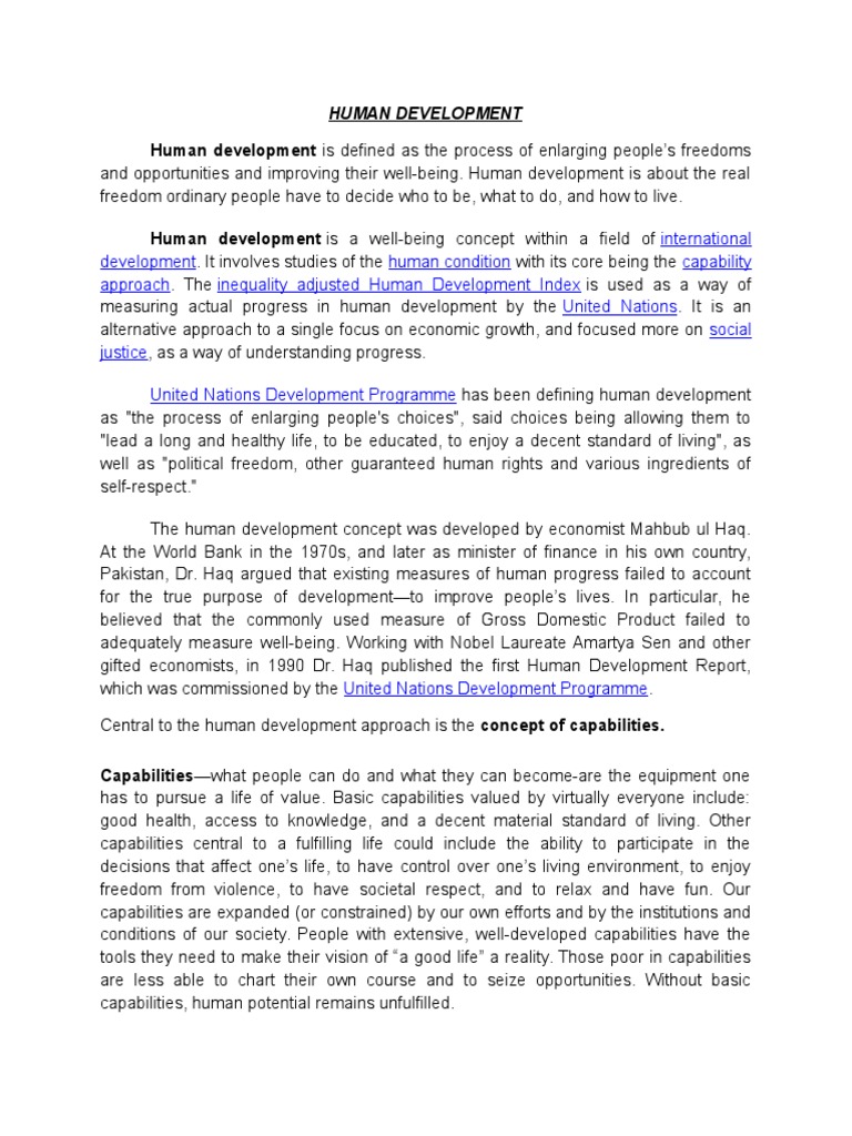 Human Development: Expanding Freedoms and Opportunities | PDF | Human ...