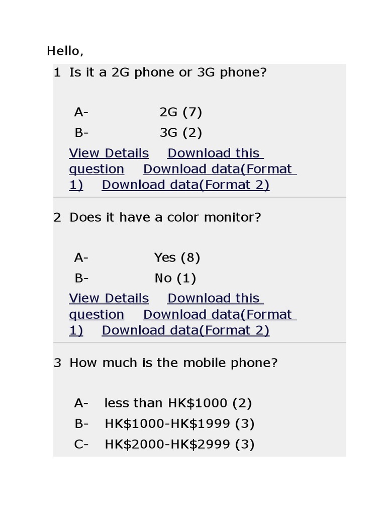 Samsung Mobile Phone Survey Results | PDF | Mobile Phones | Videotelephony