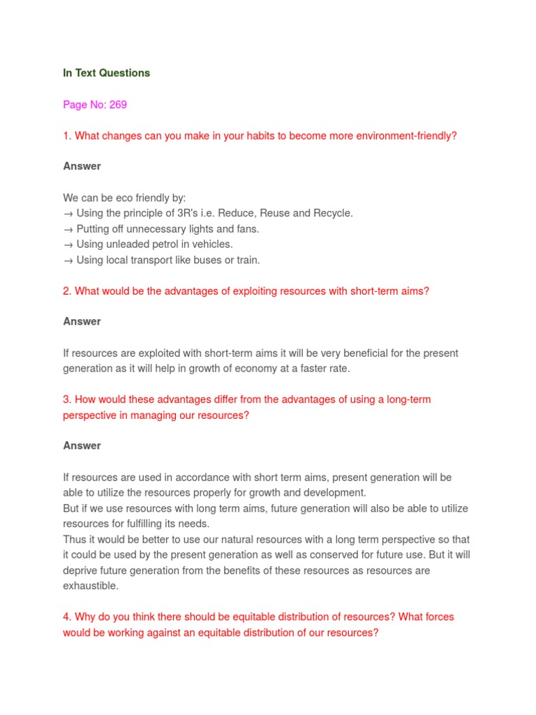 In Text Questions Class10 | Download Free PDF | Energy Development ...