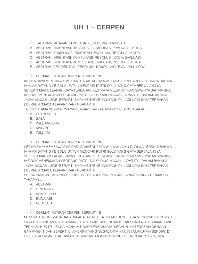 Soal Cerpen | PDF