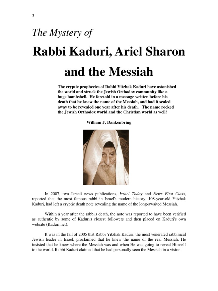 Rabbi Kaduri and Yeshua PDF | PDF | Ariel Sharon | Jesus