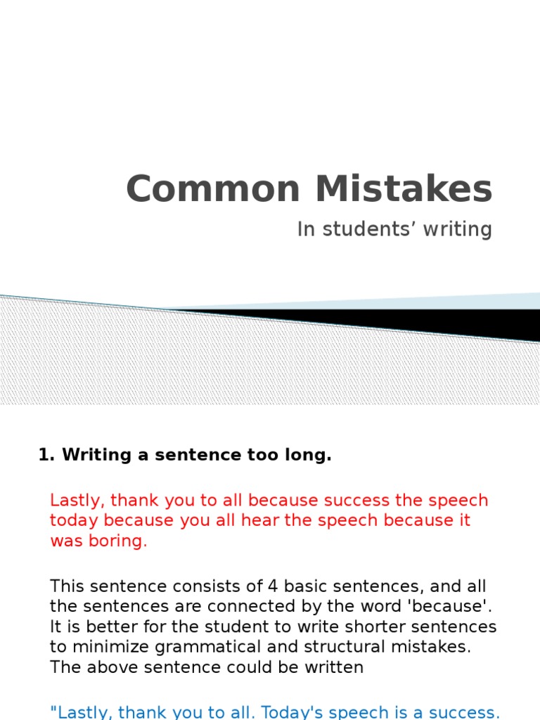 Common Mistakes: in Students' Writing | PDF | Noun | Verb