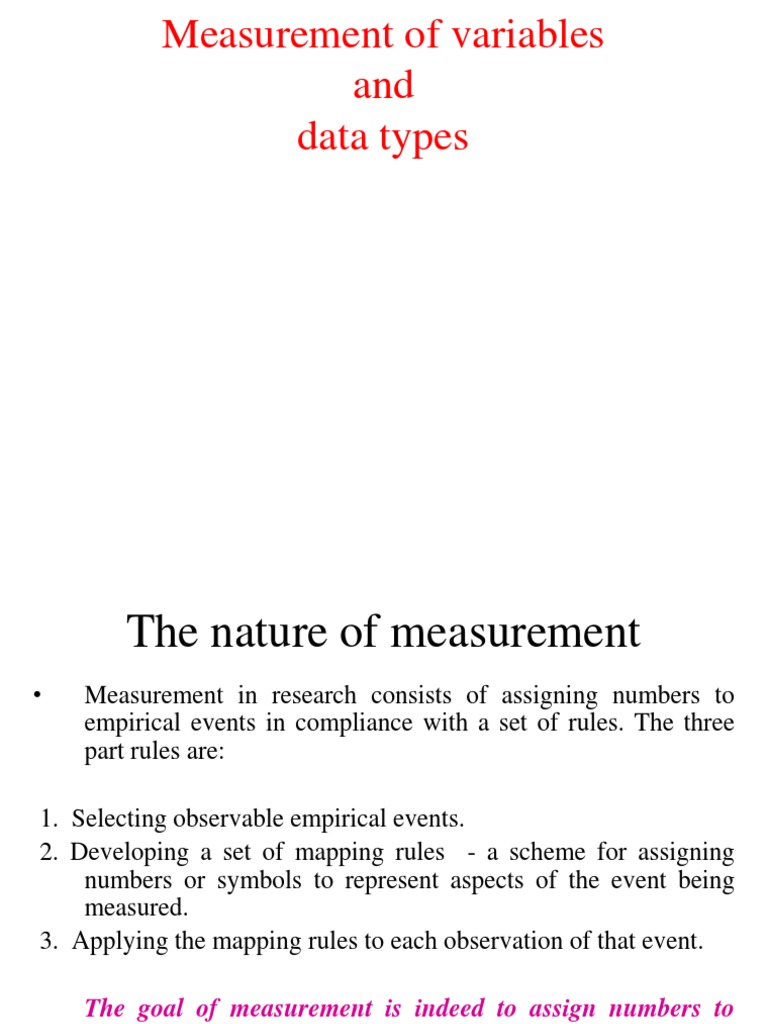 Measurement of Variables and Data Types | PDF | Level Of Measurement ...