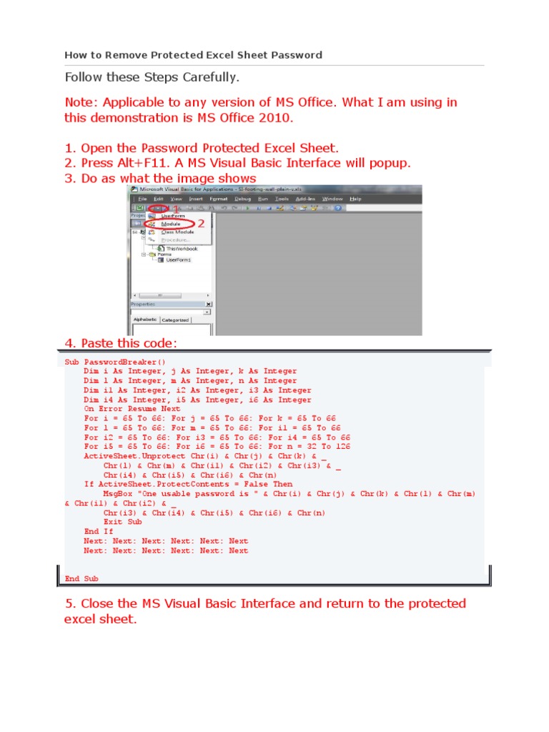 How To Remove Protected Excel Sheet Password | PDF