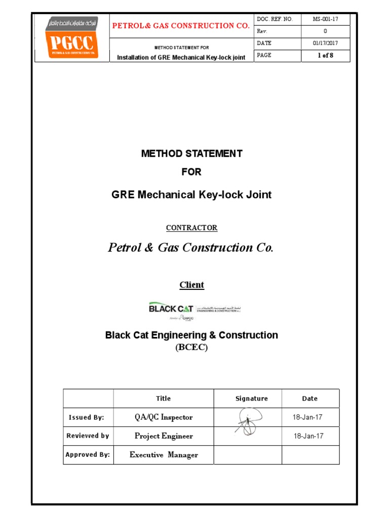 MS-001-17 GRE Mechanical Key Lock Joint Installation | PDF | Pipe ...