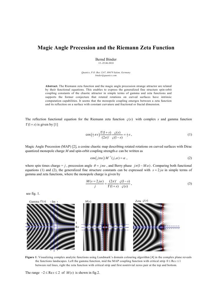 Magic Angle Precession and The Riemann Zeta Function | PDF | Spin (Physics) | Pi