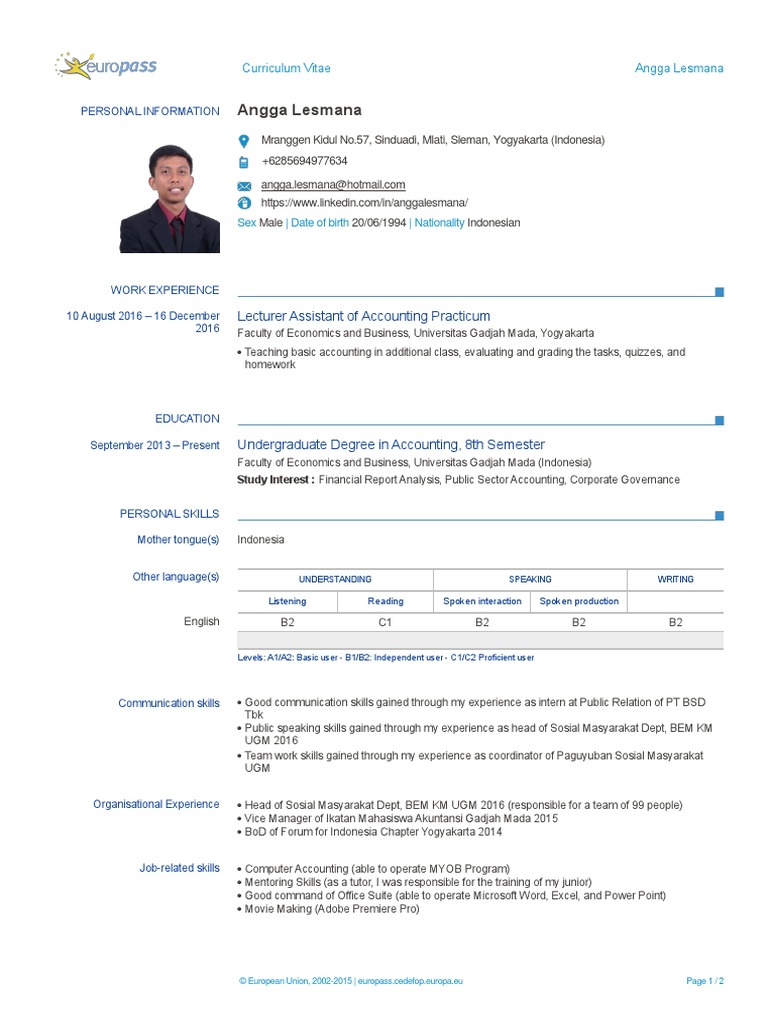 Europass Cover Letter